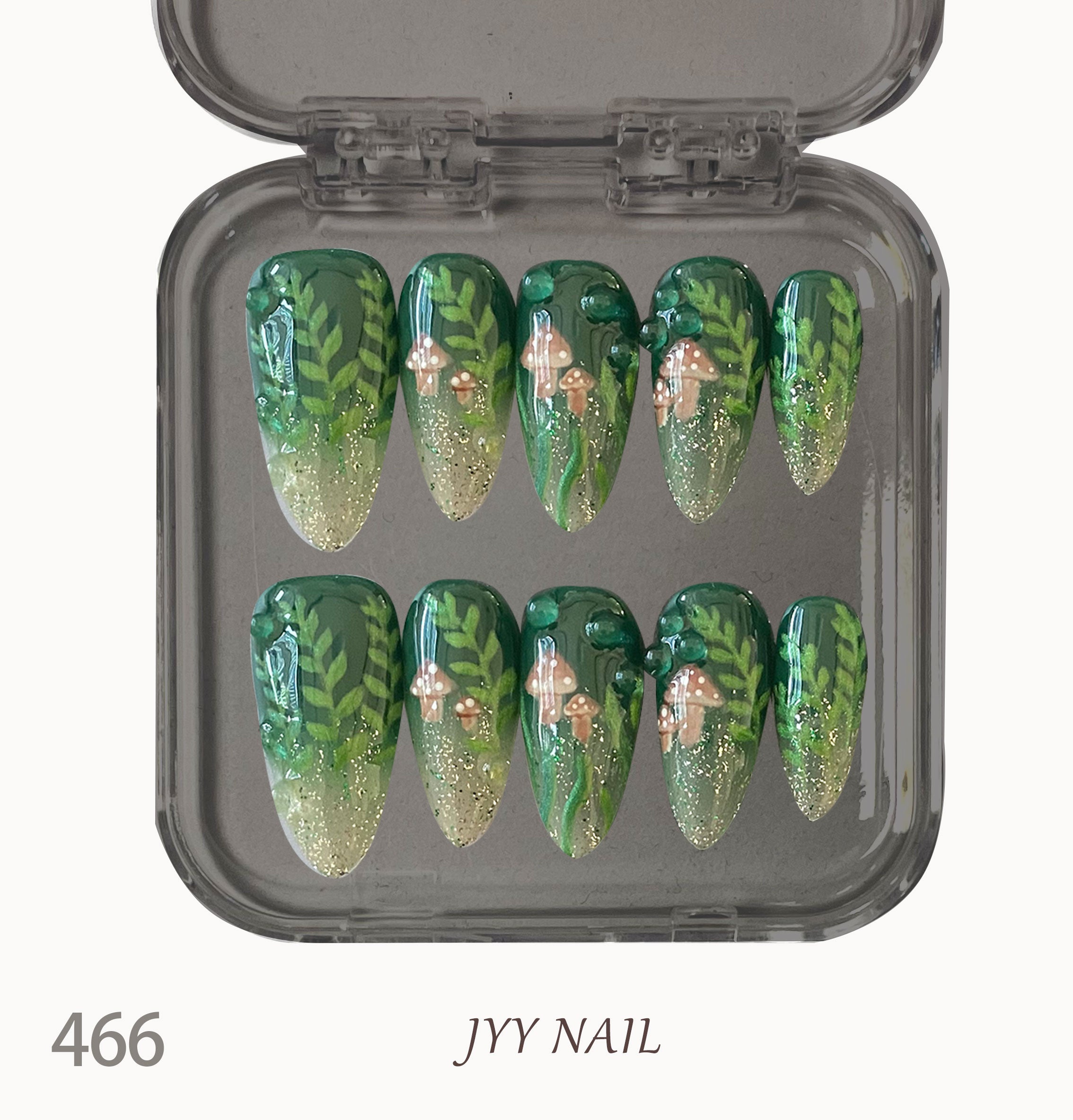 A466 The Wizard of Oz：Pure hand-painted green forest manicure – JYY Nails